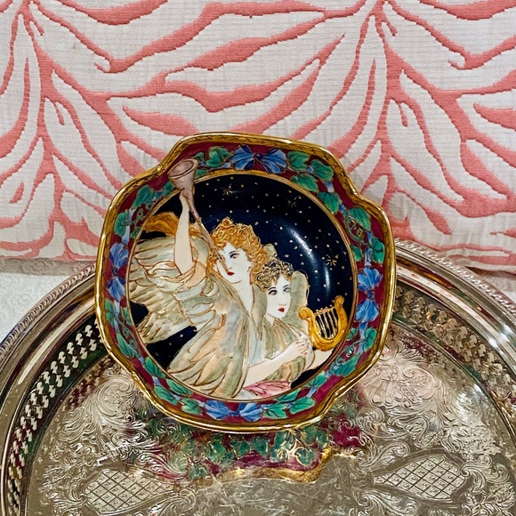 Vintage | Accents | O2vintage Gold Trumpet Harp Angels With Ribbon ...